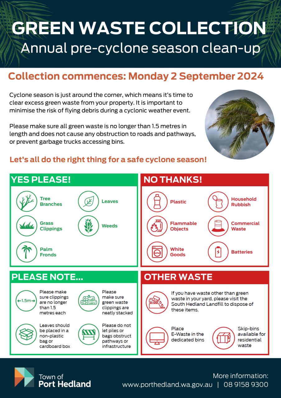 Annual green waste collection ready for pre-cyclone season » Town of ...